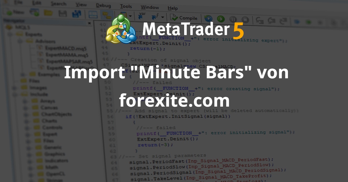 Das Skript 'Import "Minute Bars" von forexite.com' von 'Mathemat' für den MetaTrader 4 in den ...