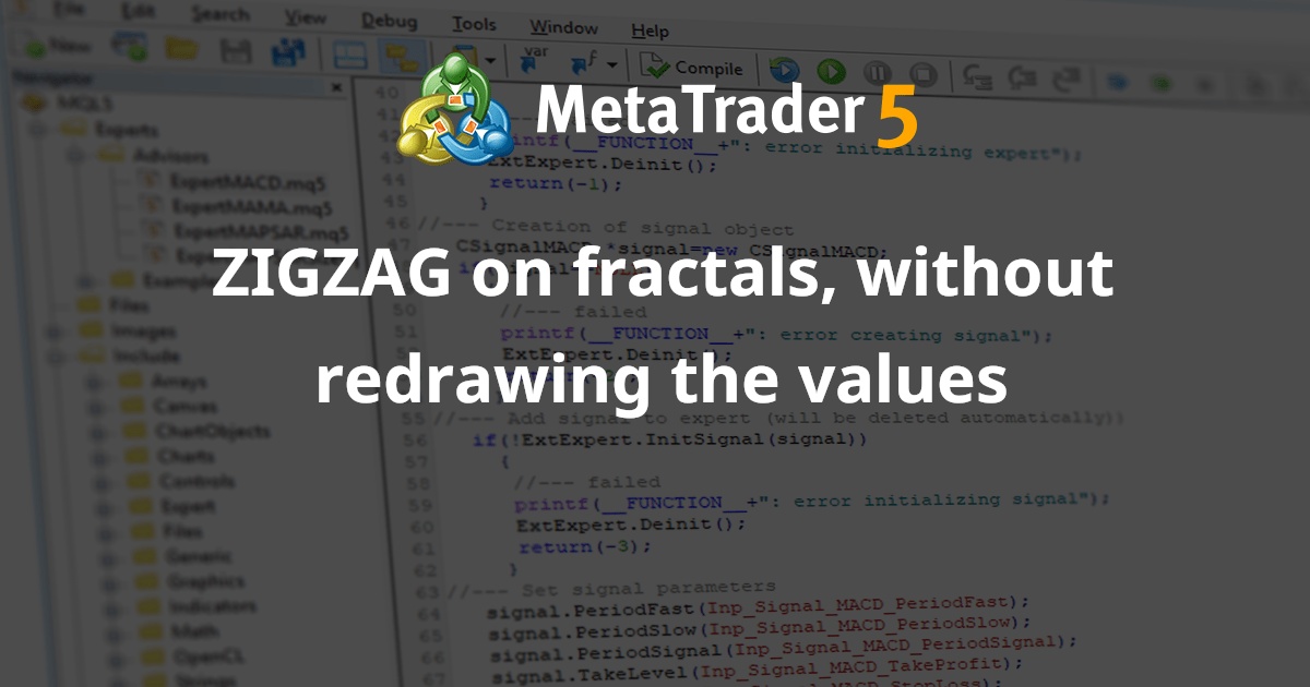 Free download of the 'ZIGZAG on fractals, without redrawing the values' indicator by 'cmillion ...