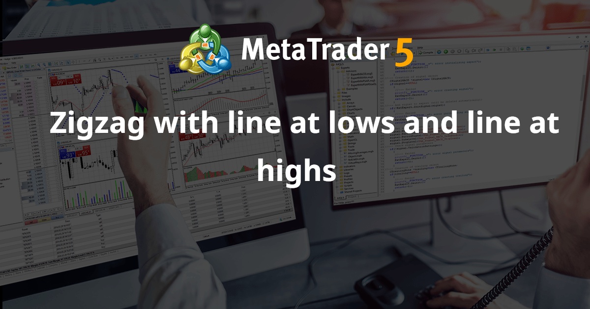 Free download of the 'Zigzag with line at lows and line at highs' indicator by 'deVries' for ...