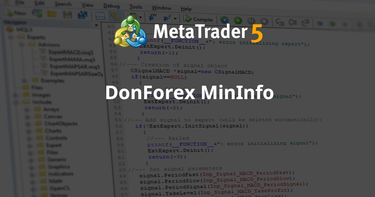 Free download of the 'DonForex MinInfo' indicator by 'DonFx' for ...