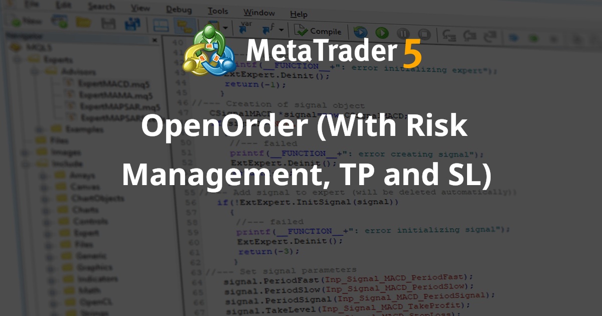 Free download of the 'OpenOrder (With Risk Management, TP and SL)' script by 'MQL4AutoTrading ...