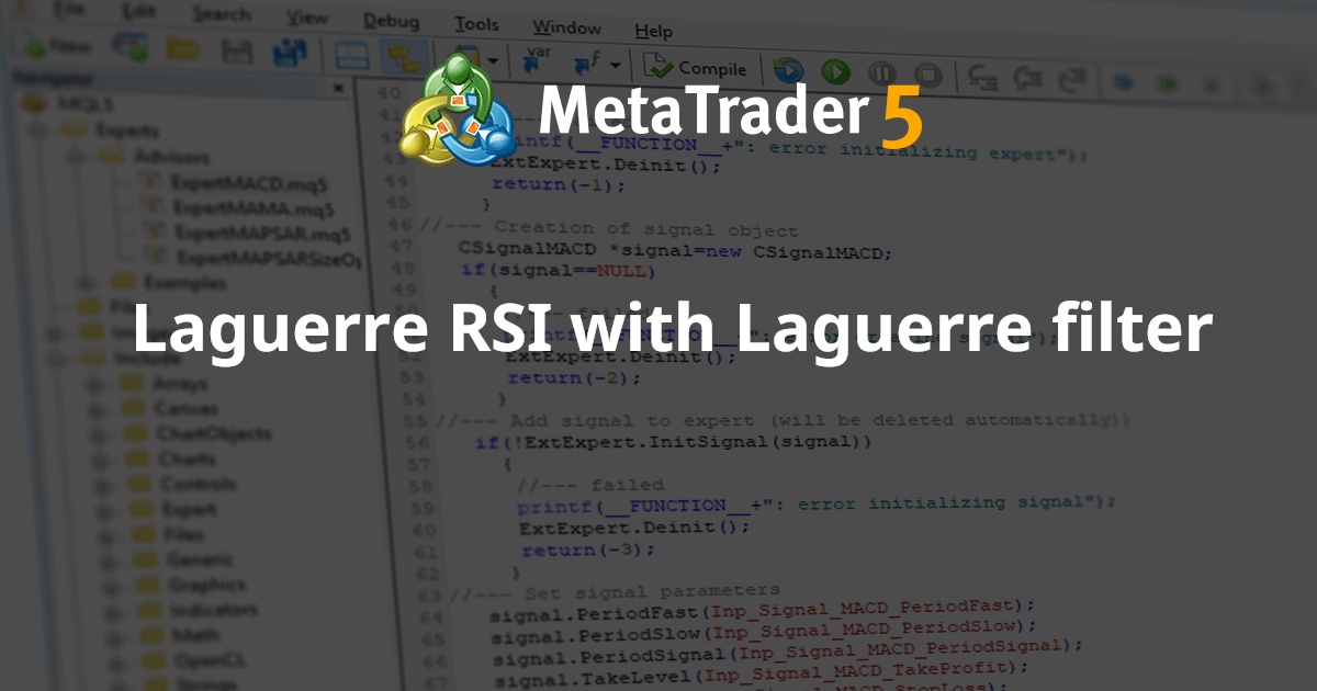 Free download of the 'Laguerre RSI with Laguerre filter' indicator by 'mladen' for MetaTrader 4 ...