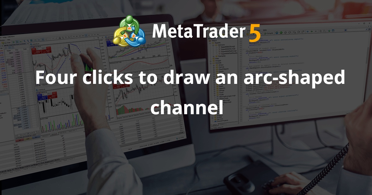 Free download of the 'Four clicks to draw an arc-shaped channel' indicator by 'Nikolay7ko' for ...