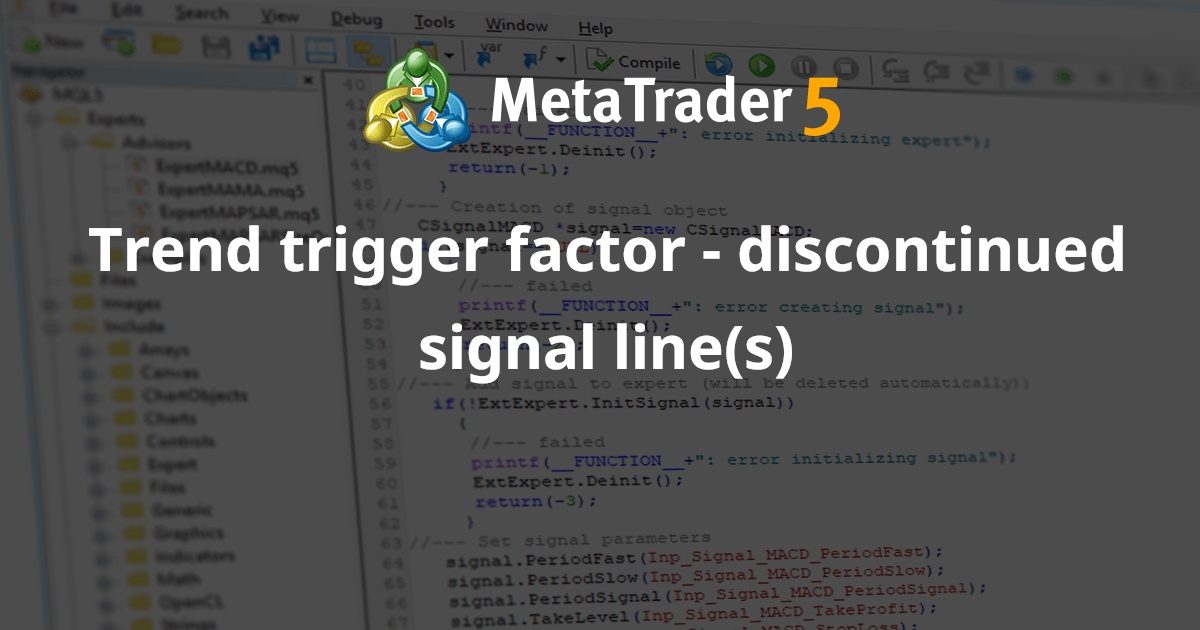 Free download of the 'Trend trigger factor - discontinued signal line(s)' indicator by 'mladen ...