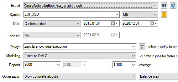 Determining Expert Advisor parameters - Neural Networks for Algorithmic Trading with MQL5